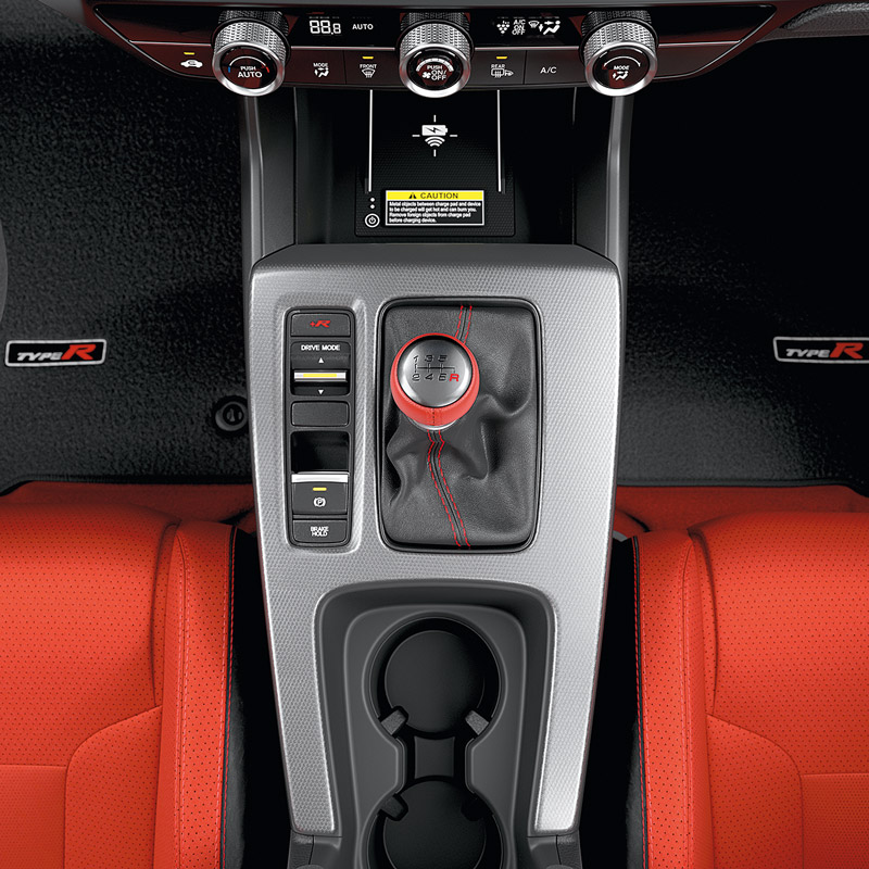 2023-2026 Honda Civic Type R Red Leather Wrapped Shift Knob - 08U92-T60-110